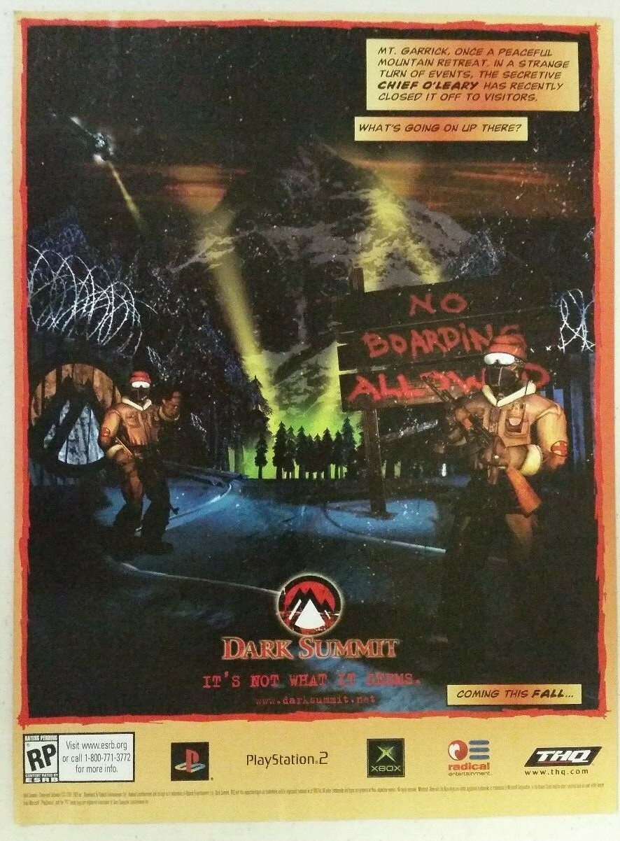 2001 DARK SUMMIT Full Page vintage video game PRINT AD PS2 xbox oop | eBay