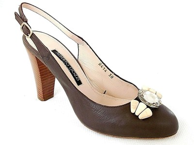 ALBERTO GOZZI BROWN LEATHER HEELS SLINGBACK LADIES SHOES WOMENS UK 4 ...