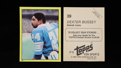 1982 Dexter Bussey Detroit Lions Topps Yellow Sticker #39 | eBay