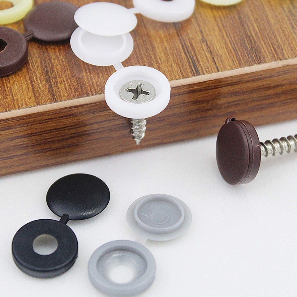 50 Pcs Black Plastic Hinged Screw Cover Caps for Sleek Finish on ...