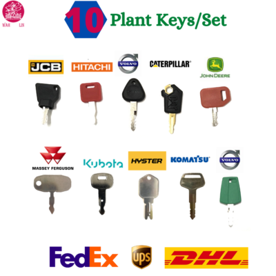 10 Ignition Heavy Construction Equipment Key Set Volvo Cat Case JD ...
