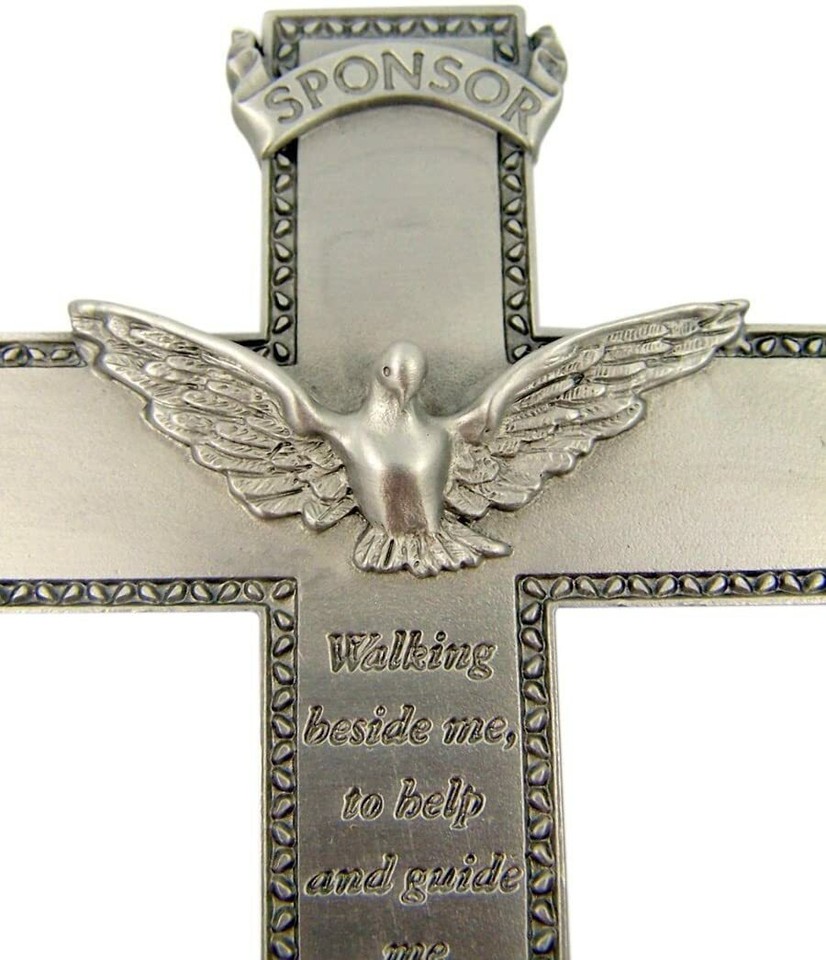 Confirmation Cross Pewter Standing with Holy Spirit Dove for Sponsor, 5 ...