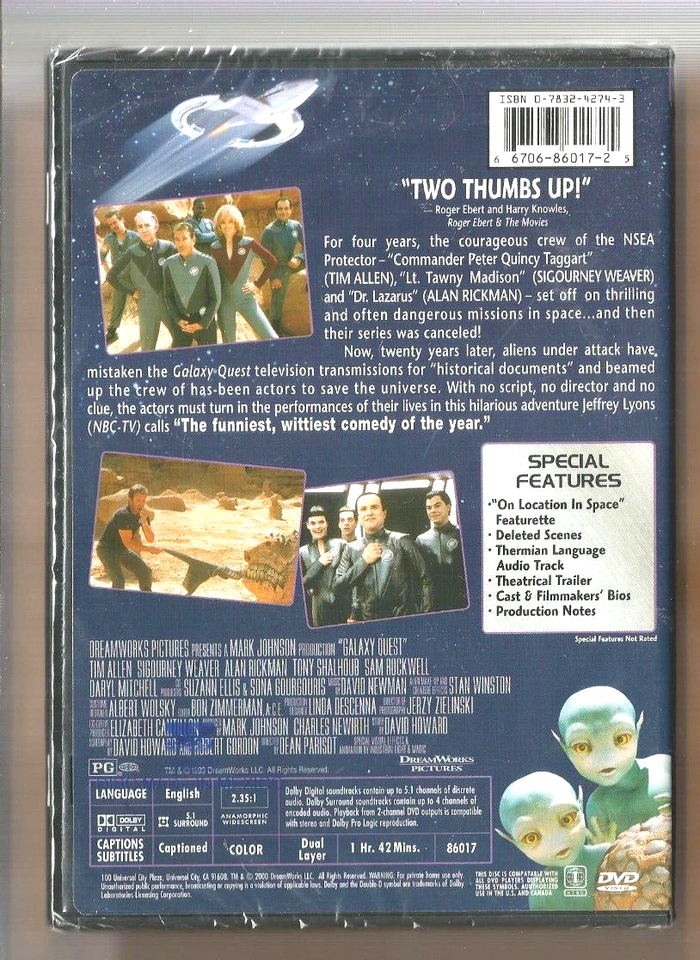 Galaxy Quest (DVD, 2000, Widescreen) ~ Tim Allen ~ Sigourney Weaver ...