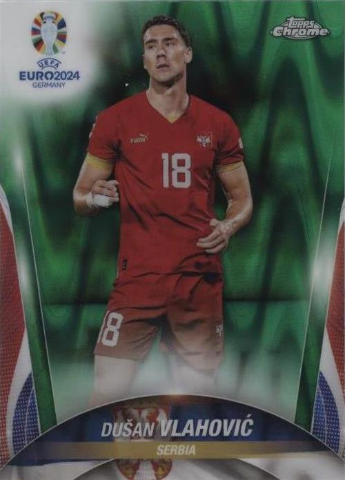 2024 Topps Chrome Uefa Euro - Dusan Vlahovic #64 Green RayWave ...