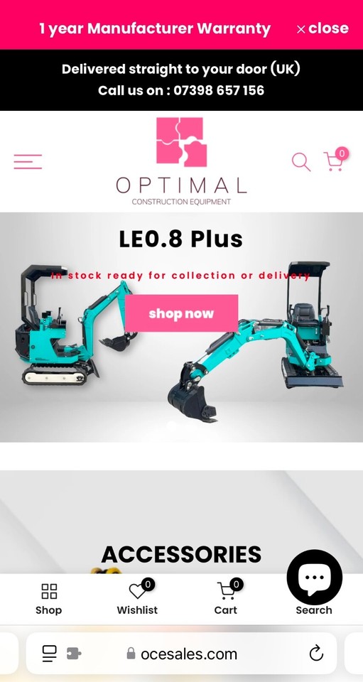 2025 LE0.8 Mini Digger - Swing Boom,3 Buckets, mechanical Thumb,No VAT ...