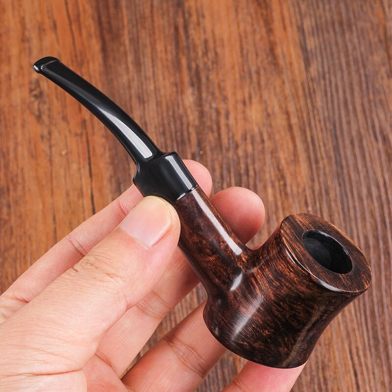 Portable handmade solid wood briar pipe old style dry pipe filter briar ...