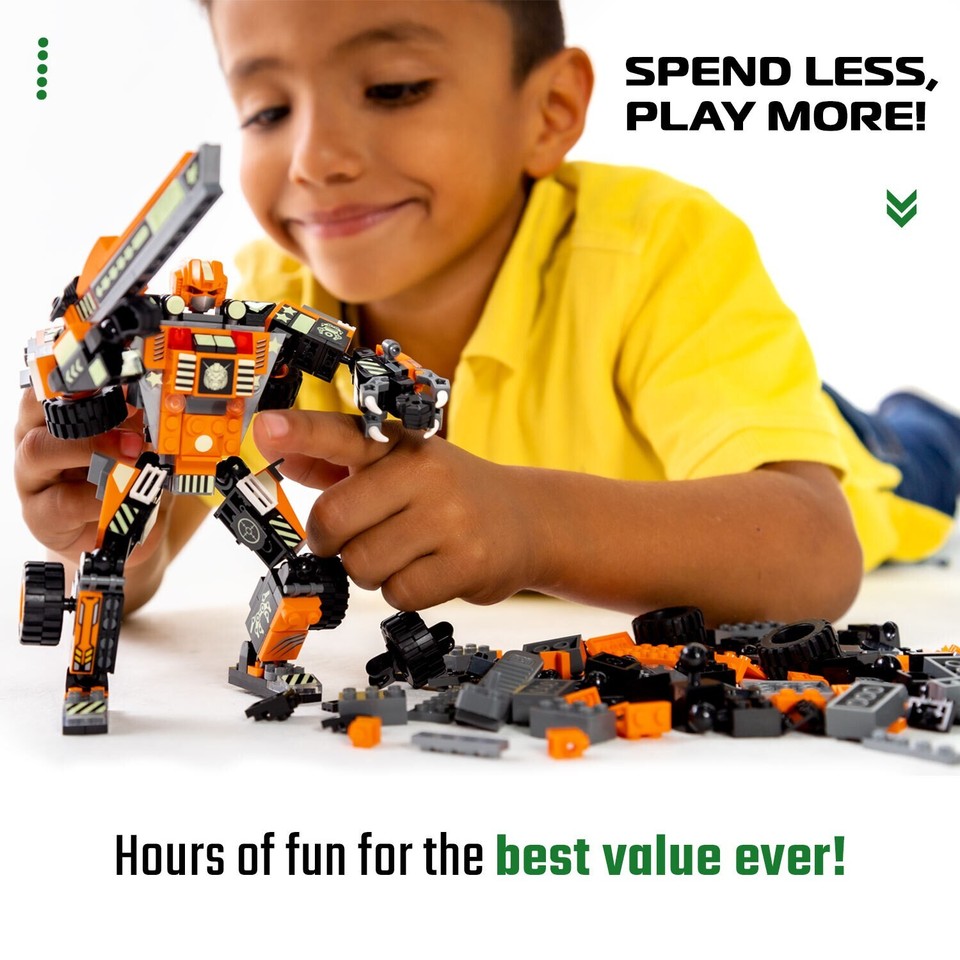 Robot Mech Building Blocks STEM Toy Glow in the Dark 3in1 Gift For Boys ...