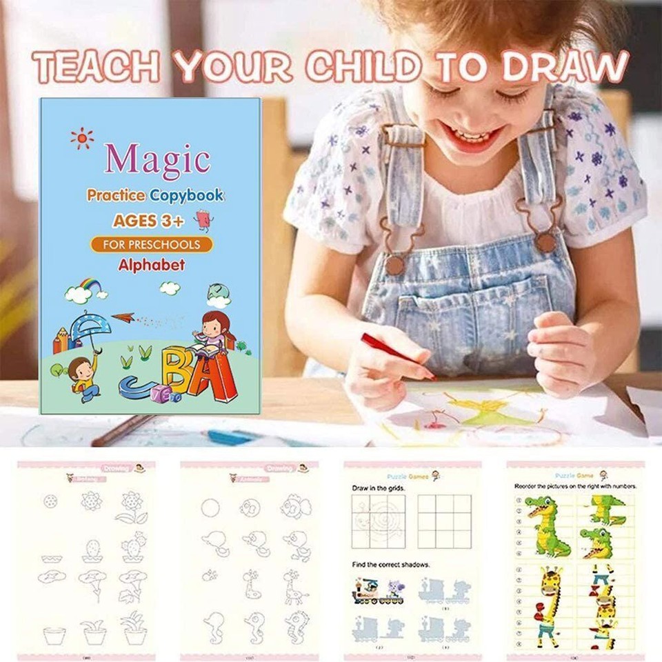 11Pcs Magic Practice Copybook Number Book Reusable Pen Set Writing ...
