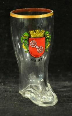 German Glass Boot Shot Glass Mainz Coat of Arms Mainz Souvenir | eBay
