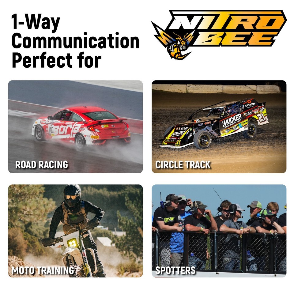 Nitro Bee Race Receiver Free Earbuds UHF Radio Raceceiver IMCA Circle ...