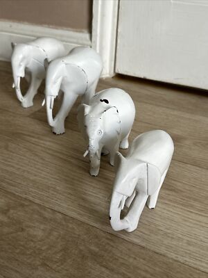 White Handcraft Vintage Elephant Ornament Sculpture X4 | eBay UK