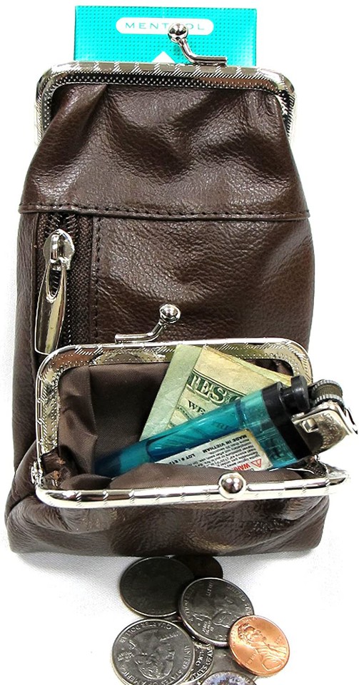 Cow Leather Cigarette Case + Coin Pouch Combo 2 Kiss Lock + Zipper ...