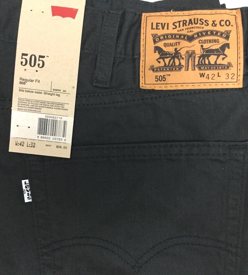 Levi's Men's 505 Straight Cut Regular Fit 5 Pocket Denim Blue Jeans | eBay