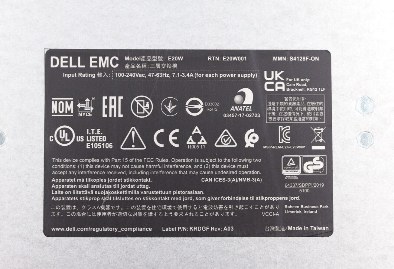 Dell EMC S4128F-ON 28-Port 28xSFP+ 10GbE 2xQSFP 100GbE Network Switch ...