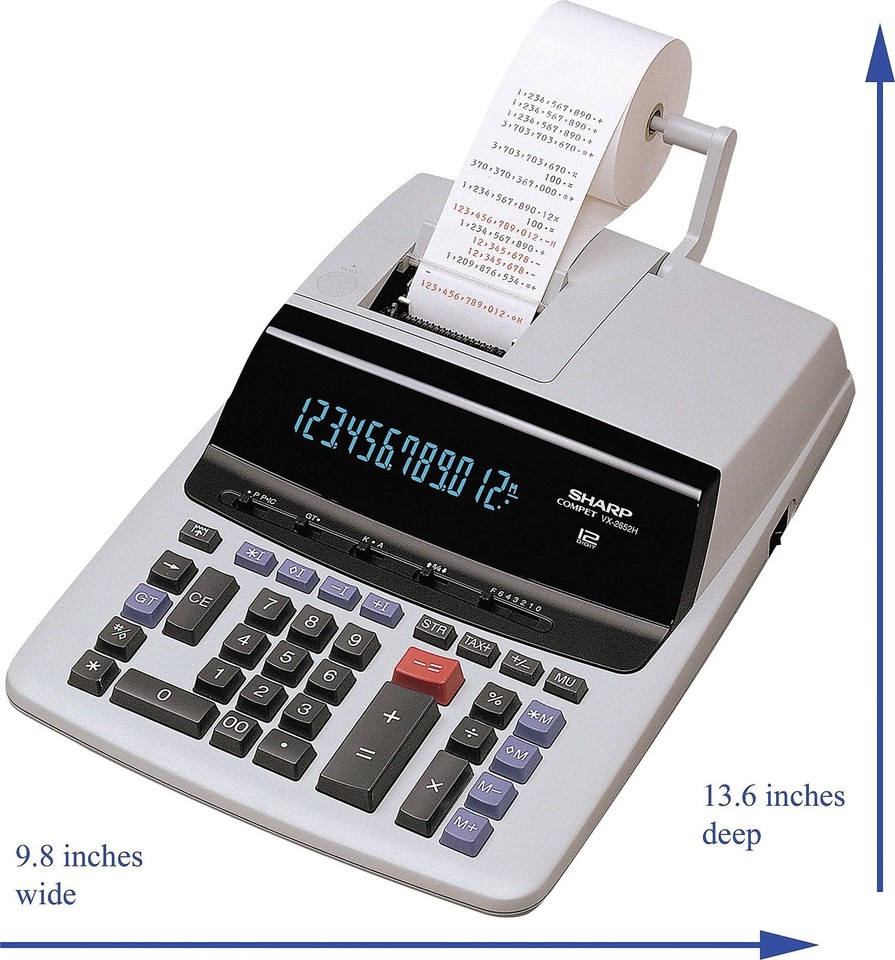 Sharp 12-Digit Print Calculator Desktop Size Adding Machine, Perfect ...