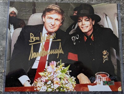PRESIDENT DONALD TRUMP SIGNED 8X10 PHOTO W/ MICHAEL JACKSON W/COA | eBay