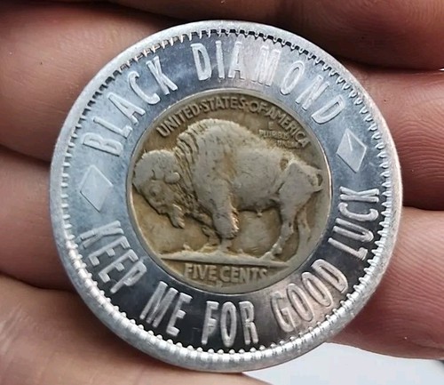 1935 Buffalo Nickel Encased Numismatic News Black Diamond Good Luck ...