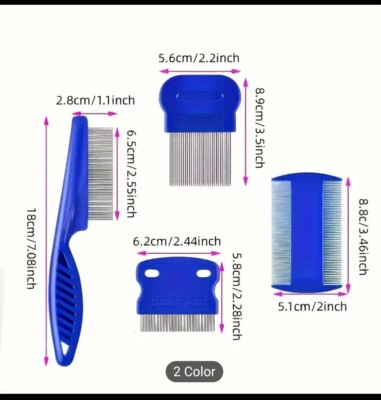 Head Lice Comb Set Tooth Metal Detection Remove Hair Nit Eggs Magnifier ...