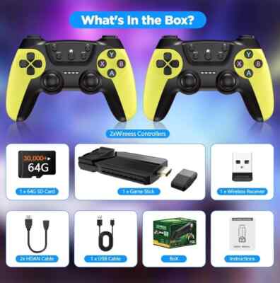 D90 Gamestick Retro Game Console Stick, 4k Ultra HD With 2 Controls | eBay