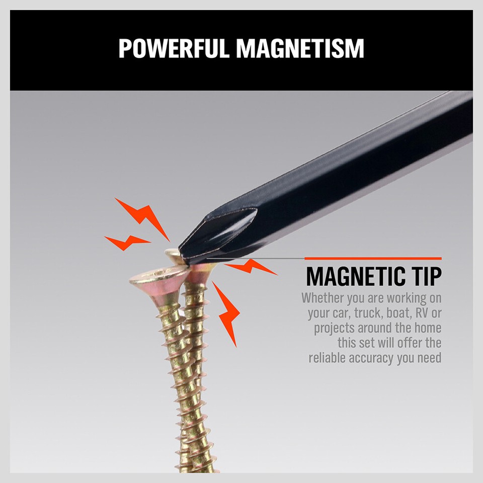 6 Pcs Magnetic Screwdriver Set Fastening Chiselling Loosening 3 ...