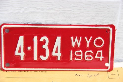 1964 Wyoming Motorcycle License Plate 4-134 WYO unissued | eBay