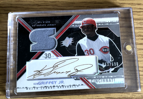 2003 Upper Deck SPx KEN GRIFFEY JR Stars Patch Auto GU Jersey /690 REDS ...