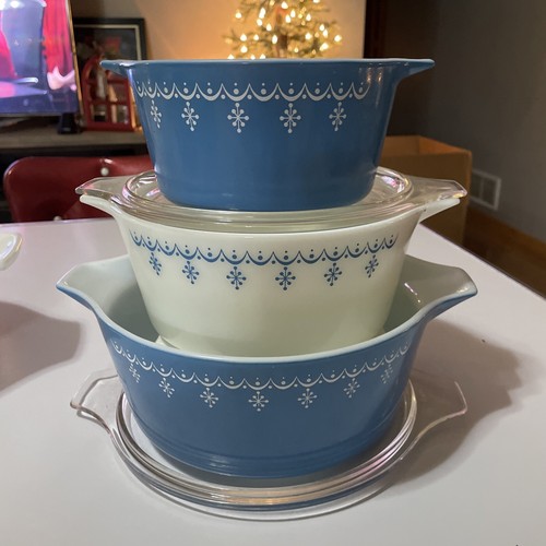 VINTAGE PYREX SNOWFLAKE GARLAND NESTING BOWL | eBay