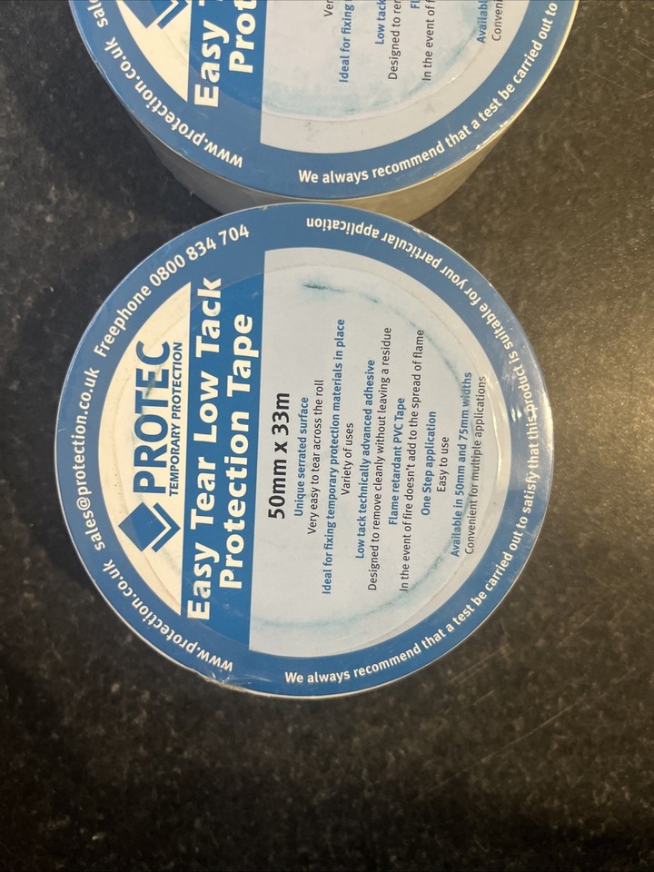 Protec Easy Tear Low Tack Protection Tape 50mm X 33m (white) - 2 Rolls | eBay UK