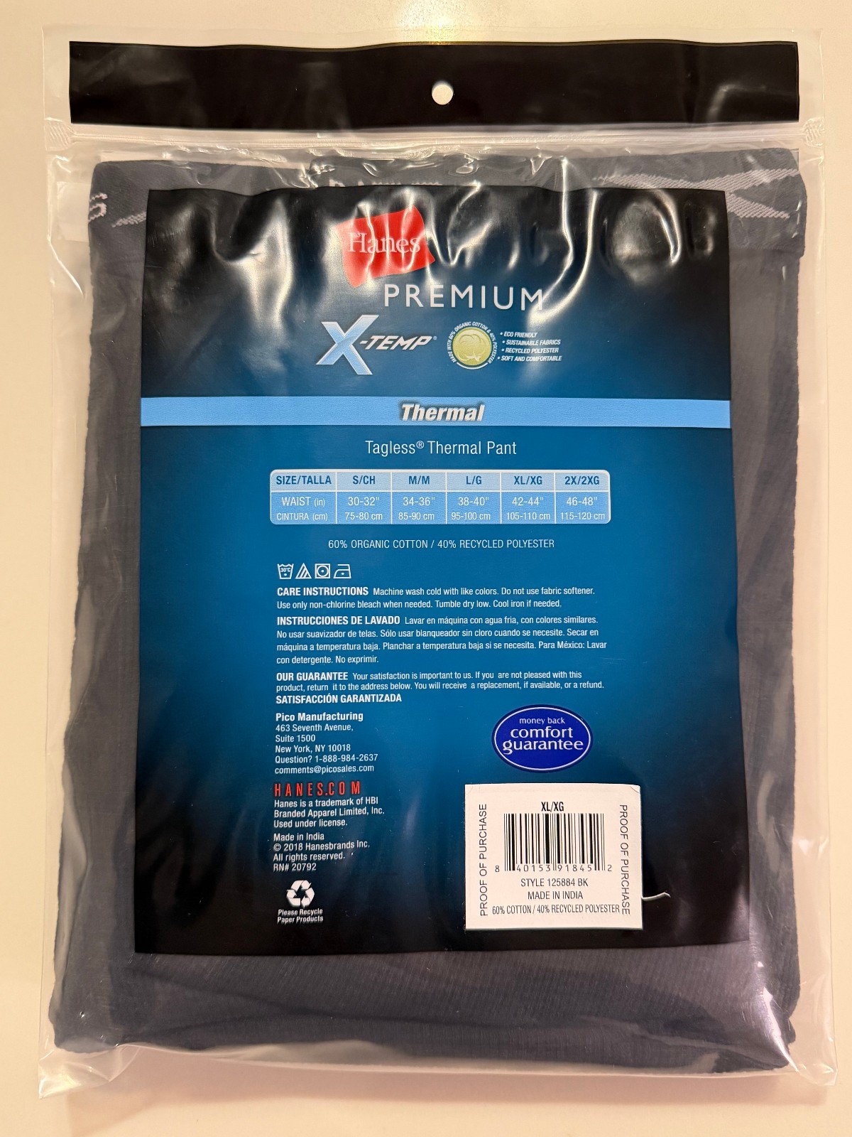 Hanes Men's X-Temp Waffle Knit Thermal Pants - Black | eBay
