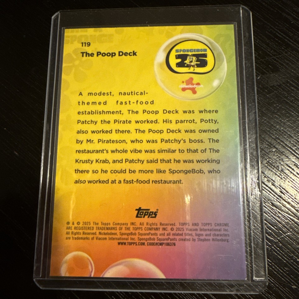 2025 Topps Chrome Sapphire SpongeBob Squarepants The Poop Deck Green 28 ...