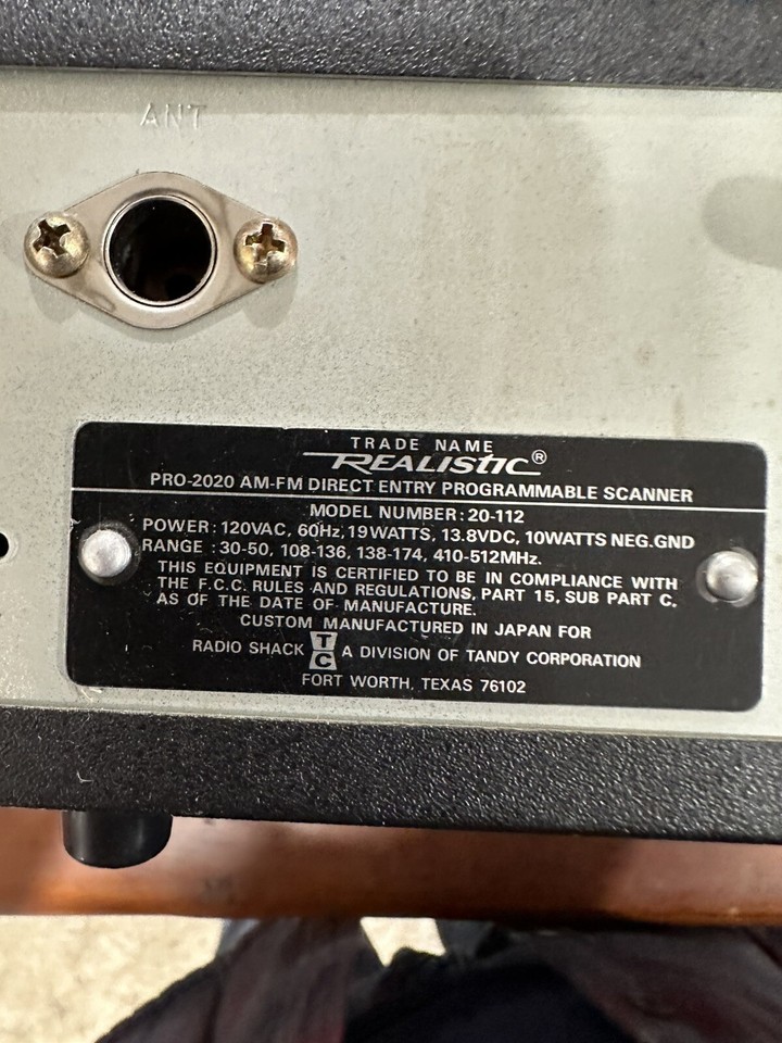 Vintage Realistic PRO-2020 20-CH VHF/UHF AM-FM Direct Entry Scanner ...