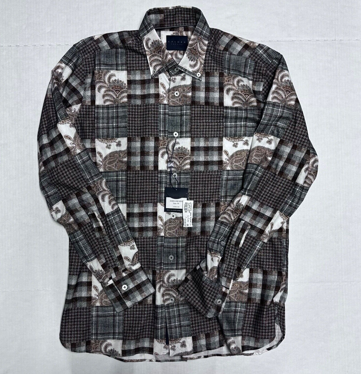 $318 New CALDER CARMEL Men's Size Medium M Cotton L/S Patterned Button ...