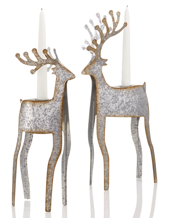 Martha Stewart Collezione Rustico Grande Metallo Cervo Candela Conica ...