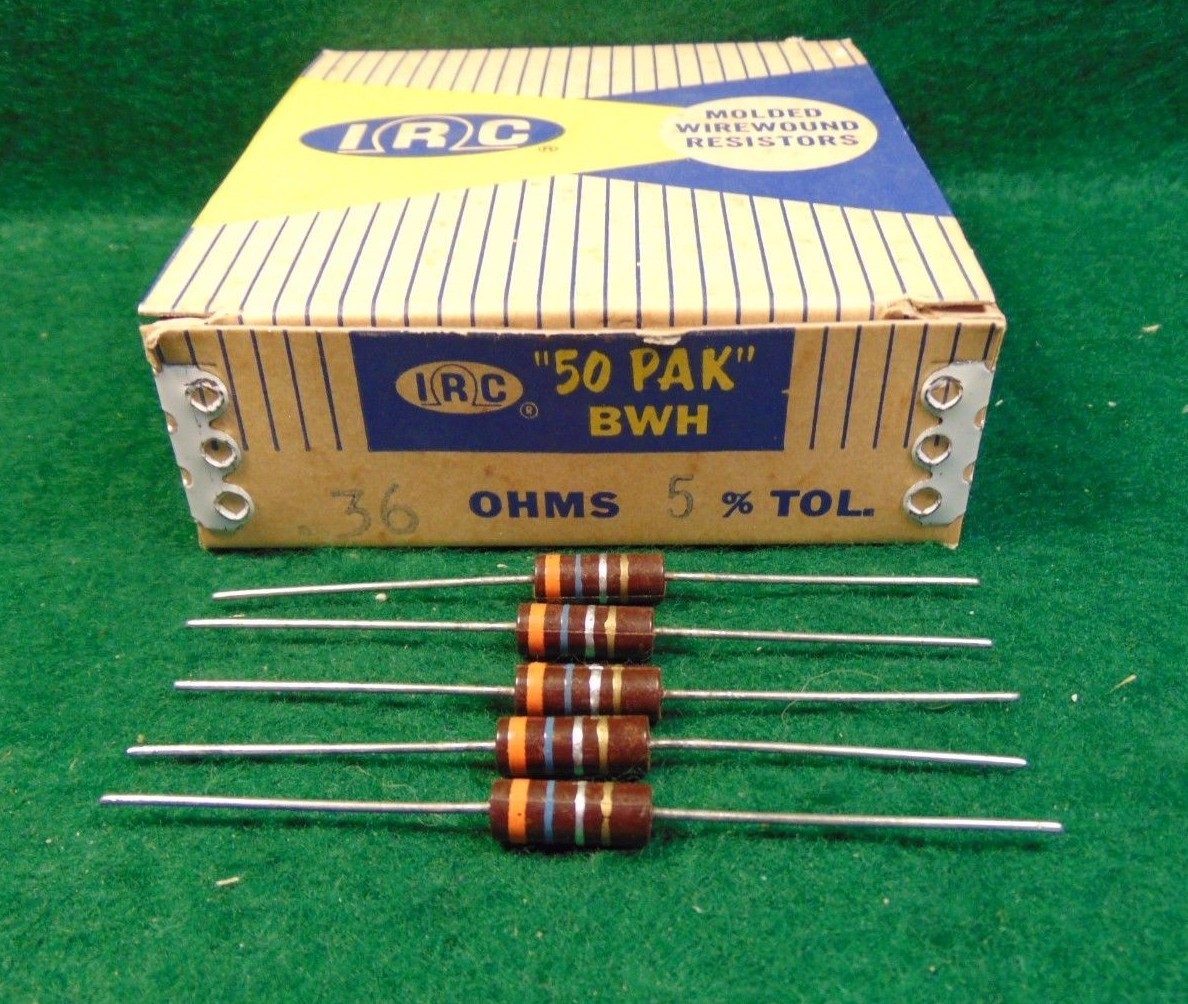 (1) 5 Pack IRC BWH Molded Wirewound .36 OHM 1 Watt 5% Resistors NOS | eBay