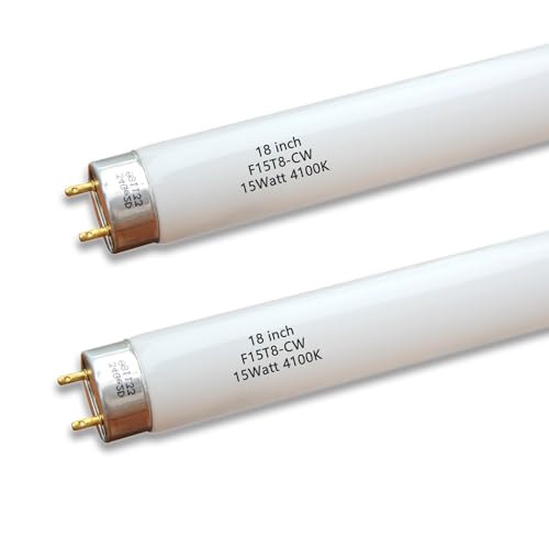 2Pack F15W-T8-CW Cool White 15 Watt Fluorescent Bulb,F15T8/CW 4100K ...