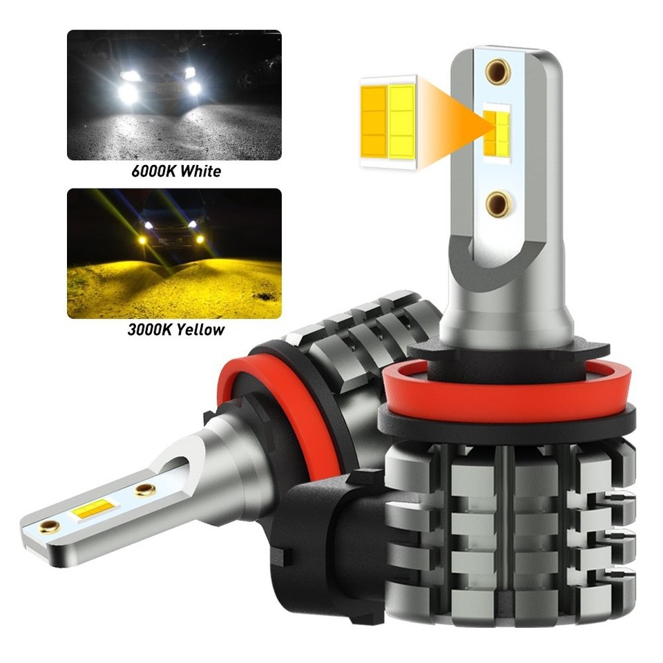 2x H11 H8 3000K Yellow/White Dual Color Switchback LED Fog Light ...