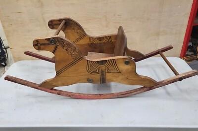 Child's Primitive 1912 Antique Shoo Fly Wood Rocking Horse with ...