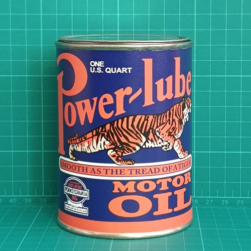 VINTAGE REPLICA POWER-LUBE MOTOR OIL TIN CAN REPRODUCTION TIN CANS ...