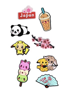 Japan Themed Croc Charms Panda Pikachu Pokemon Sakura Cherry Blossom ...