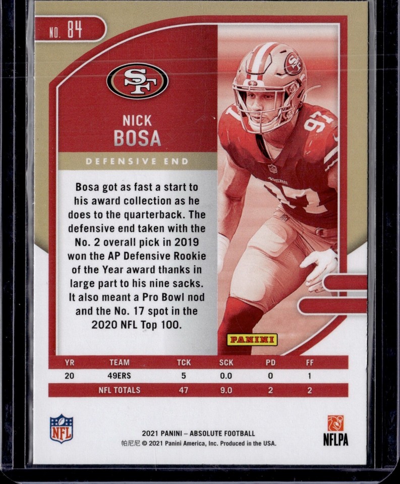 2021 Panini Absolute Nick Bosa San Francisco 49ers #84 NFL | eBay