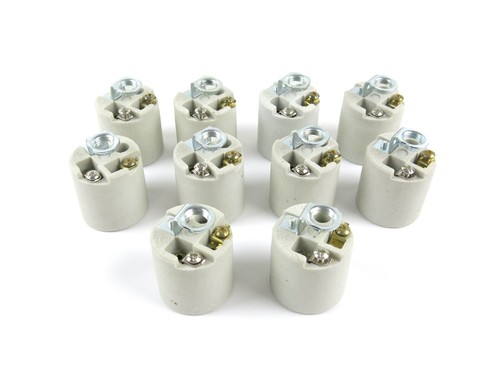 Medium Base Porcelain Light Socket Lamp Holders 1/8" IPS Hickey Lot of ...