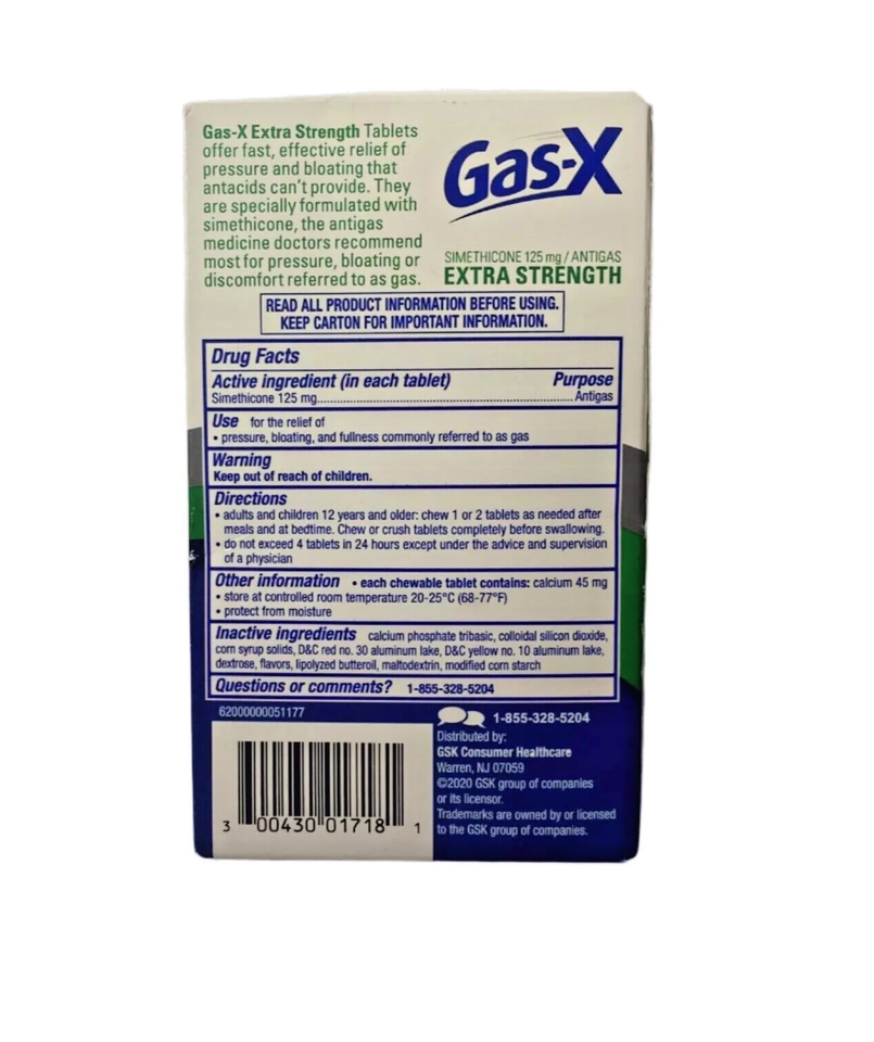 Gas-X Extra Strength Peppermint Chewable Tablet Gas Relief 18 Count EXP ...