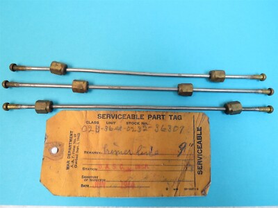 (3 ea) Aircraft Engine Fuel Primer Lines Stearman Beech Cessna Lycoming ...