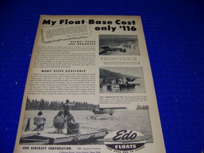 1947 EDO FLOATS "FLOAT BASE COST ONLY $116"..1-PAGE ORIGINAL SALES AD ...