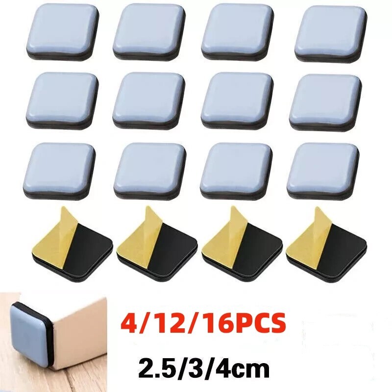 4/12/16× Square Furniture Gliders Self Adhesive Teflon Sliders Floor ...