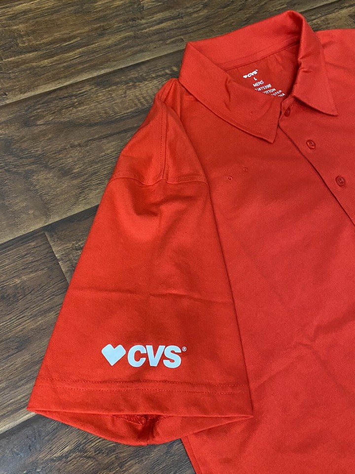 CVS Mens Womens Heart Red Employee Polo Shirt Uniform Short Sleeve NWOT ...