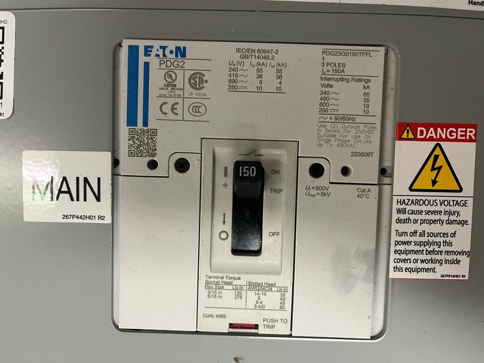 EATON,PRL3X,250A 250VDC POW-R-LINE XPERT PANELBOARD MAIN IS PDG2 150AMP ...