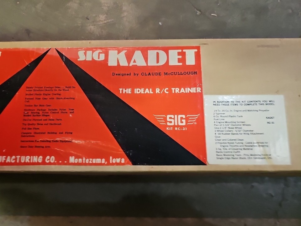 Sig Mfg. Sig Kadet Trainer RC Model Kit 57" WS, Kit #RC-31 | eBay