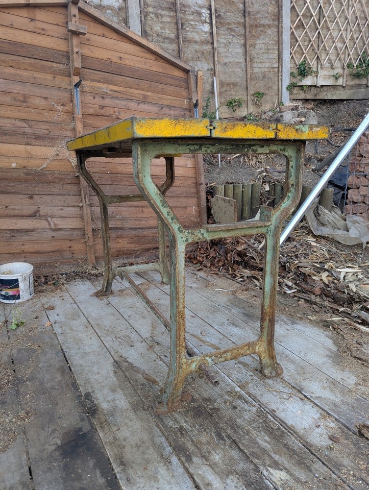 Heavy duty cast vintage industrial iron workbench worktable frames ...