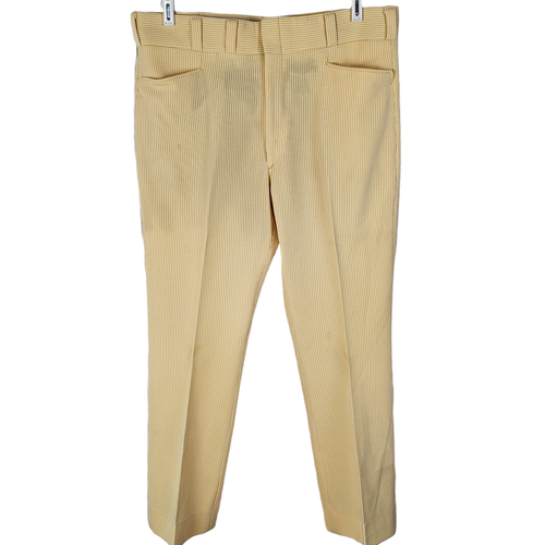 Vintage 1970s yellow white pinstripe double knit mens slacks 38 x 29 | eBay